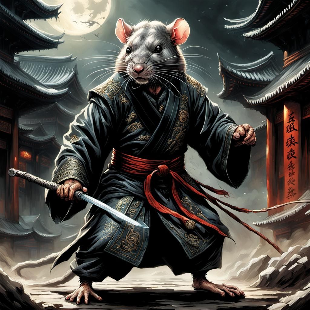 Master Splinter The Asian Rat Kung Fu Master In Kung Fu Robe Luis Royo ...