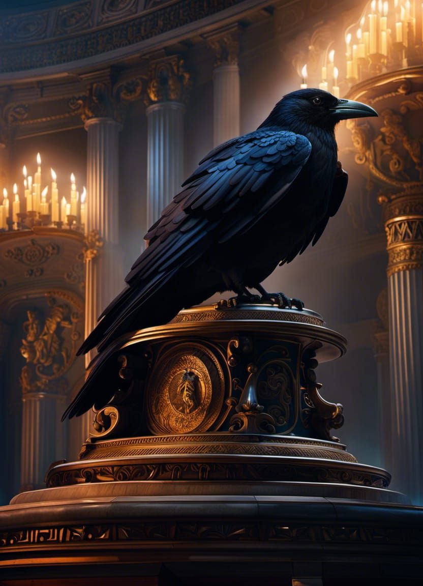 Perched upon a bust of Pallas just above my chamber door— Perched, and ...