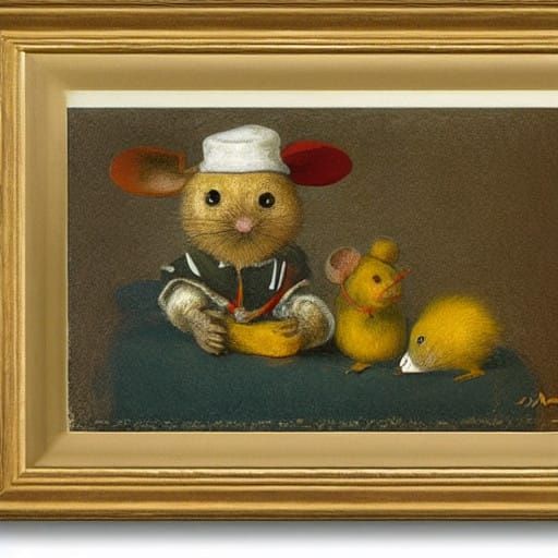 Surrealist Mice Soar Celestial Skies - AI Art
