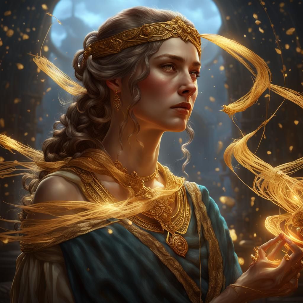 Ariadne weaving her thread of gold - AI Generated Artwork - NightCafe ...