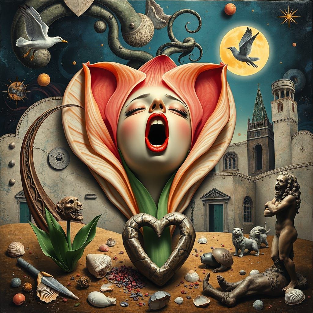 Surreal Ballerina Emerges from Marble and Seashell... - AI Art