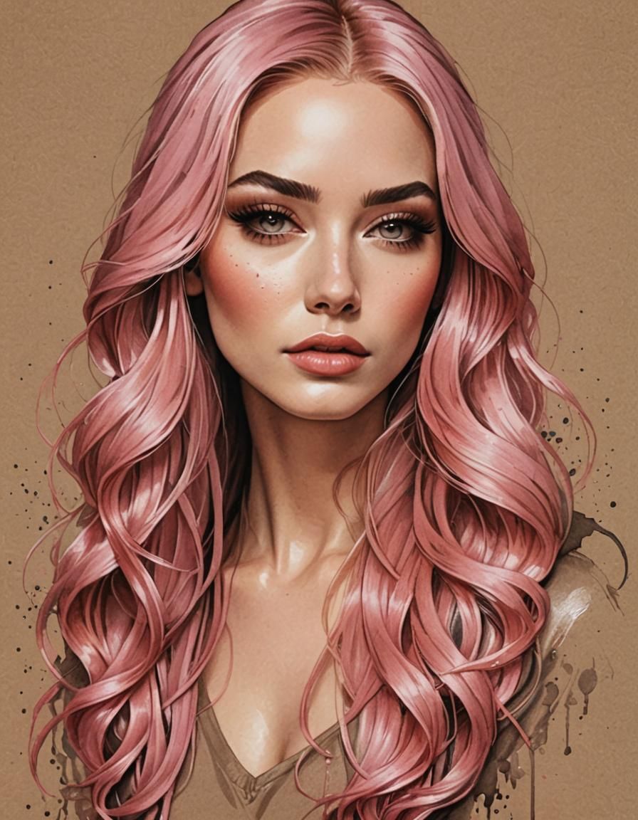 The Pink Paint Portrait - AI Generated Artwork - NightCafe Creator