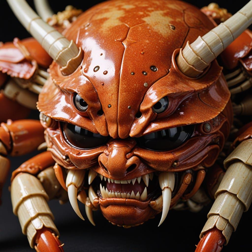 Heikegani (平家蟹) crab - Macro Close-Up of Heikegani Crab Shel...