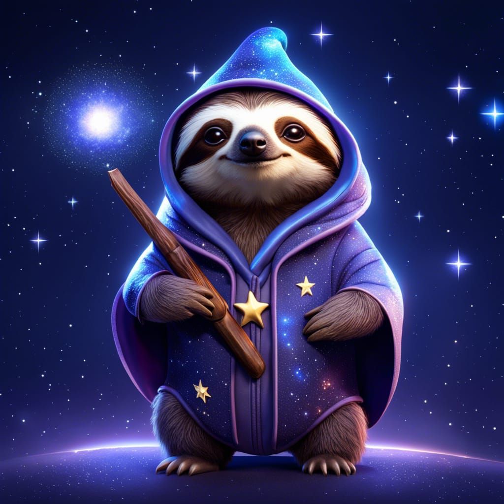 Little wizard sloth - AI Generated Artwork - NightCafe Creator