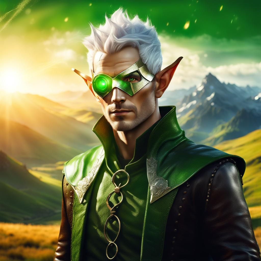 A handsome elf man with a leather eyepatch on his eye - AI Generated ...
