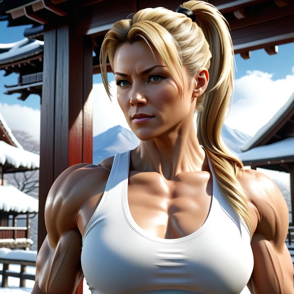 General Sonya Blade at a vacation home in Japan during snowy weather - AI Generated Artwork ...