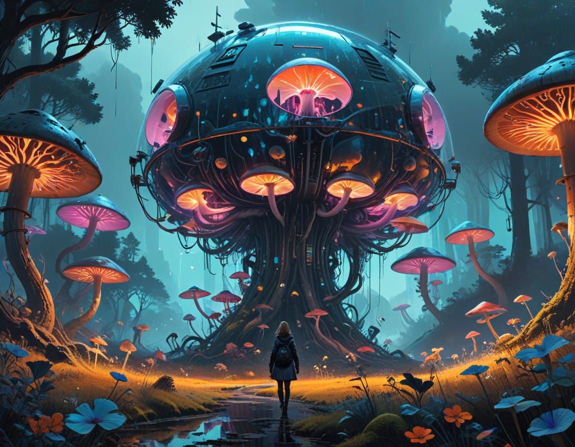 Cyberpunk Alice in Wonderland - Surreal Cyberpunk Wonderland