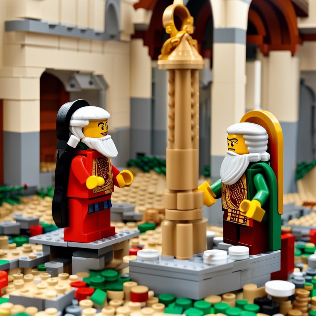 St. Nicholas confronts Arius at the Council of Nicea, recreated in Lego ...