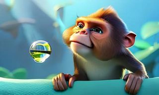 an adorable monkey living in a glass fish by awwChang, CGSociety ...