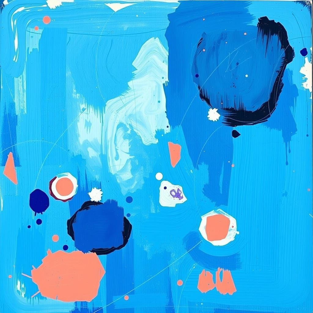 Abstract Expressionist Blue Form in Spontaneous Ge... - AI Art