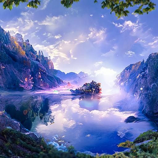 Ethereal lake with a tree - Coherent - AI Generated Artwork - NightCafe ...