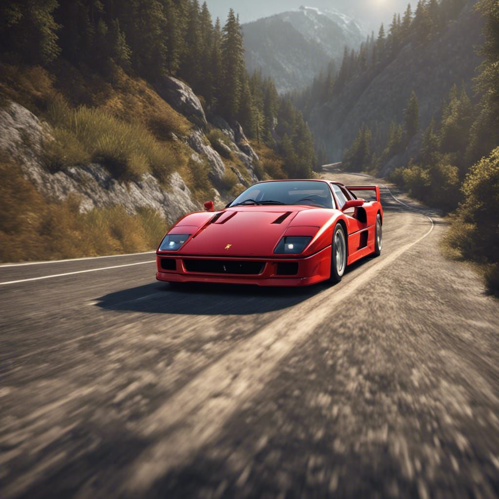 ferrari f40 driving down mountain roads - AI Generated Artwork ...