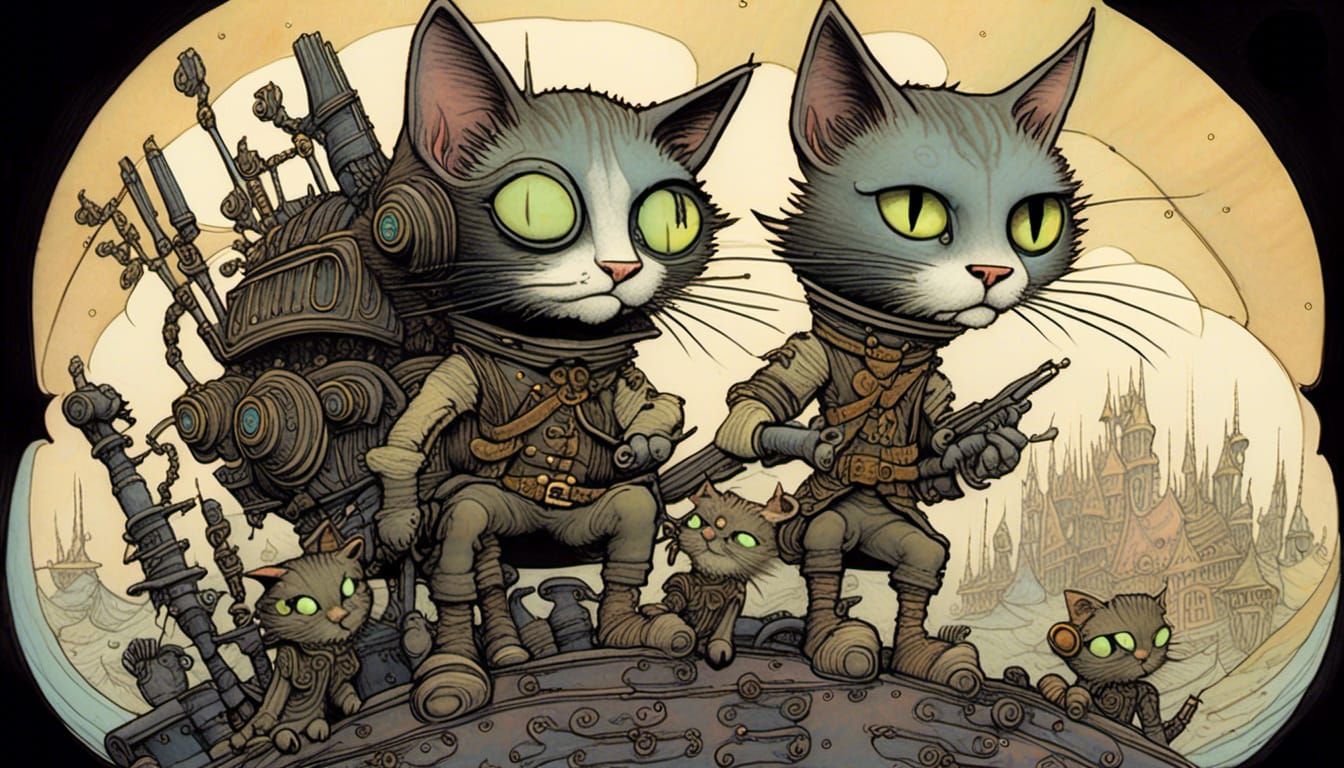 (The armed mercenary cat:1.5) (enters spaceship/ (by Gris Grimly/Tim ...