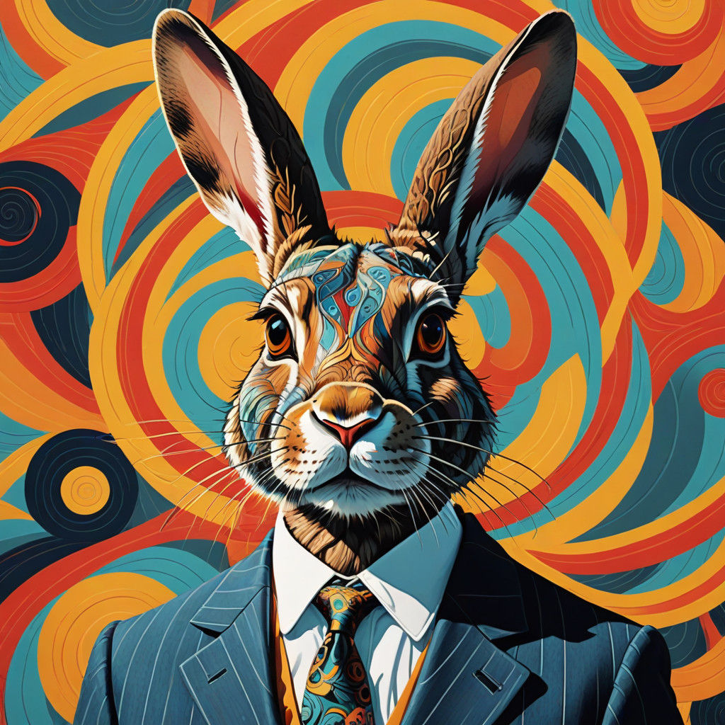Surreal 50's Style Rabbit Crooner Shines in Gouach... - AI Art
