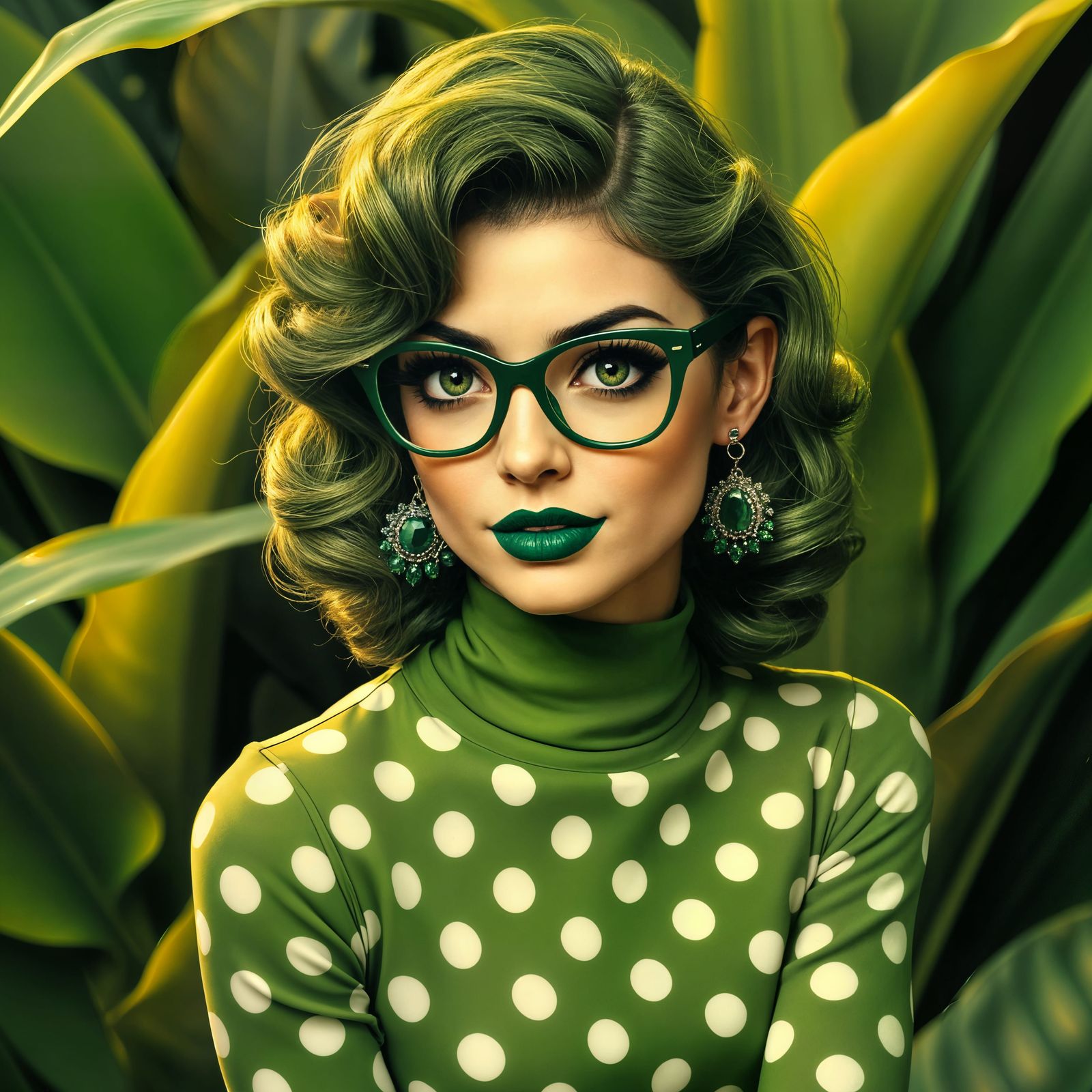 It's Good to Be Green - Sultry Green Goddess with Polka Dots
