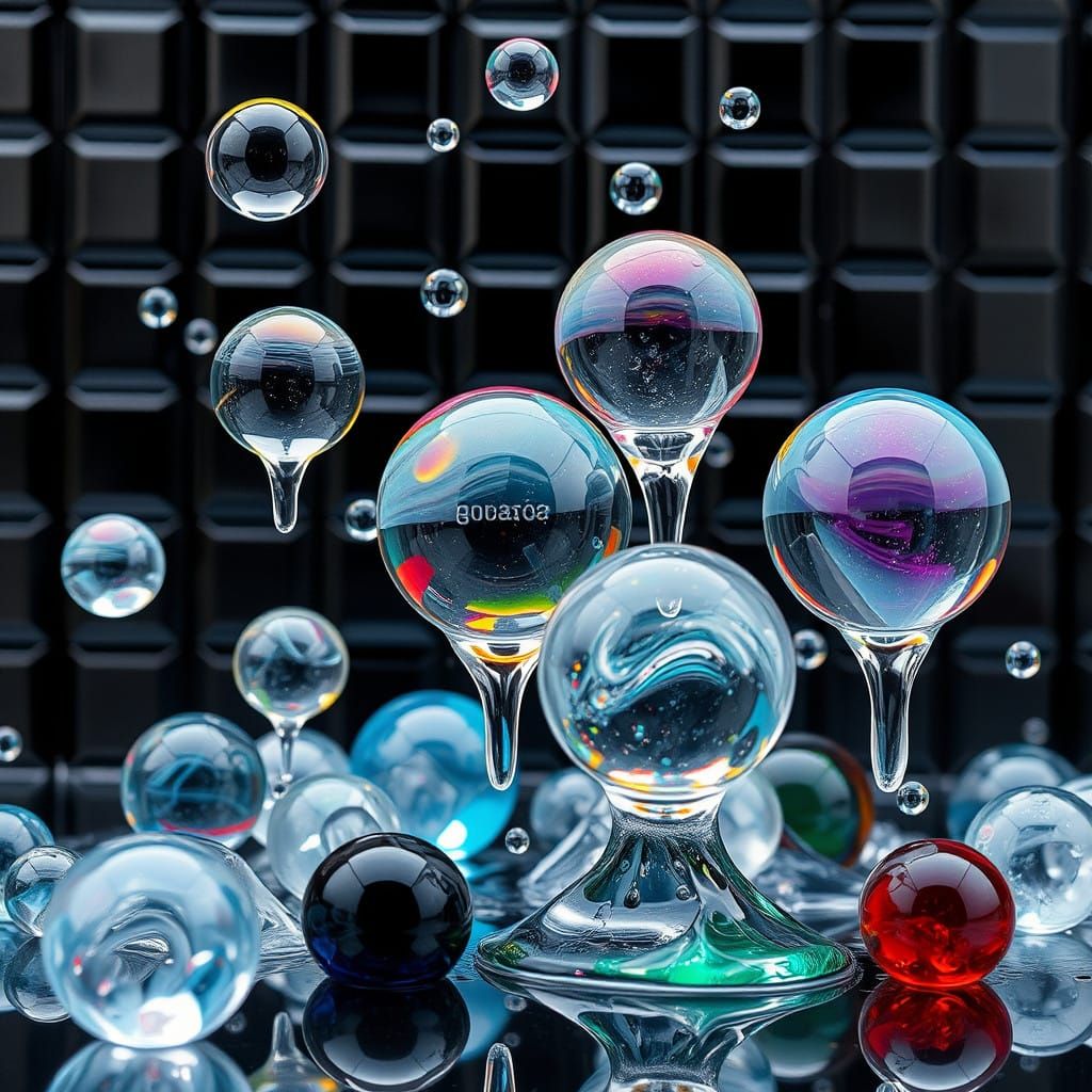 Melting Glass Marbles in a Dreamlike Scene - AI Art