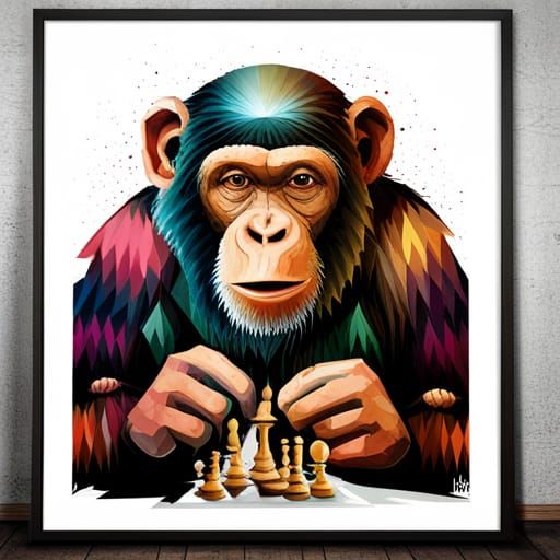Chimp playing chess - AI Generated Artwork - NightCafe Creator