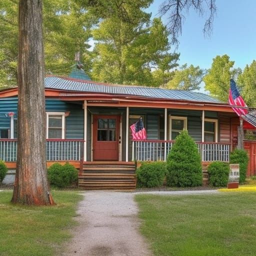 This moderately-sized house has a rustic look to it and is in average ...