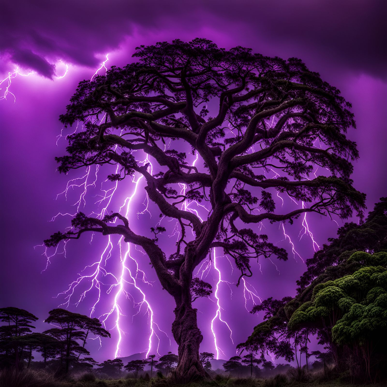 Purple static tree storm rainforest - AI Generated Artwork - NightCafe ...