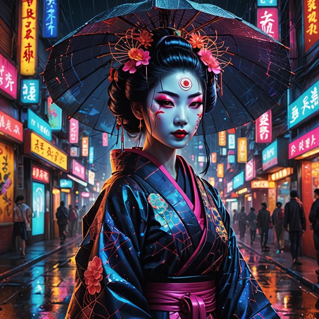 Cyber-punk Geisha - AI Generated Artwork - NightCafe Creator