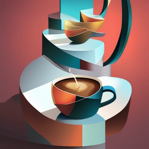 Alone joy escape brutal art surrealism psychedelic cubism cubist cup of ...