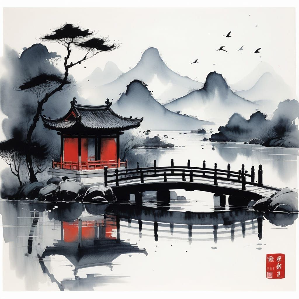 Elegant Maiden in Traditional Chinese Attire, Rend... - AI Art