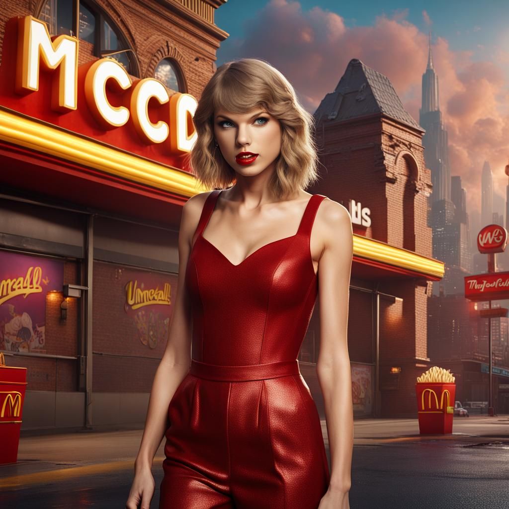 Taylor swift on mc donalds add - AI Generated Artwork - NightCafe Creator
