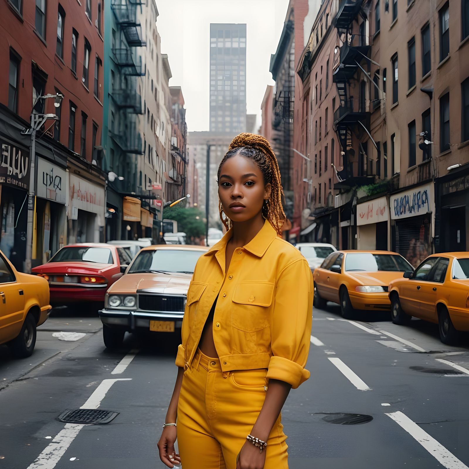 90s Fly Girl in Cinematic New York Photoshoot - AI Art