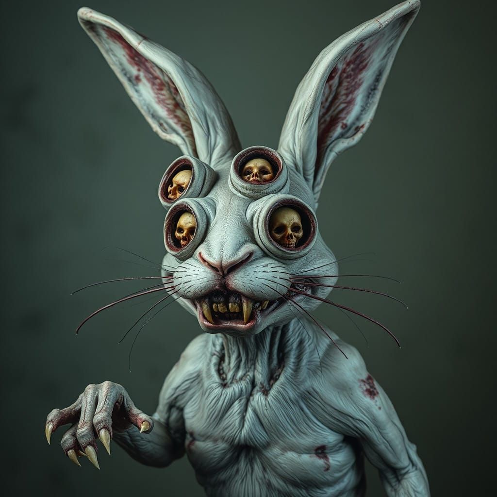 Grotesque, Decaying Bunny in a Haunting, Surreal L... - AI Art