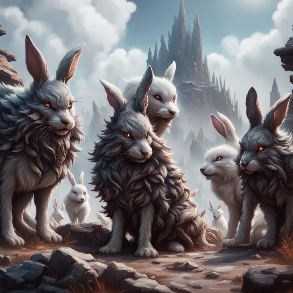 Family of Wolf Rabbits 3 - AI Generated Artwork - NightCafe Creator