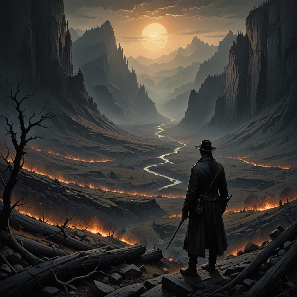 Sorrow Shrouded in Darkness, Shadows Consume Tomor... - AI Art