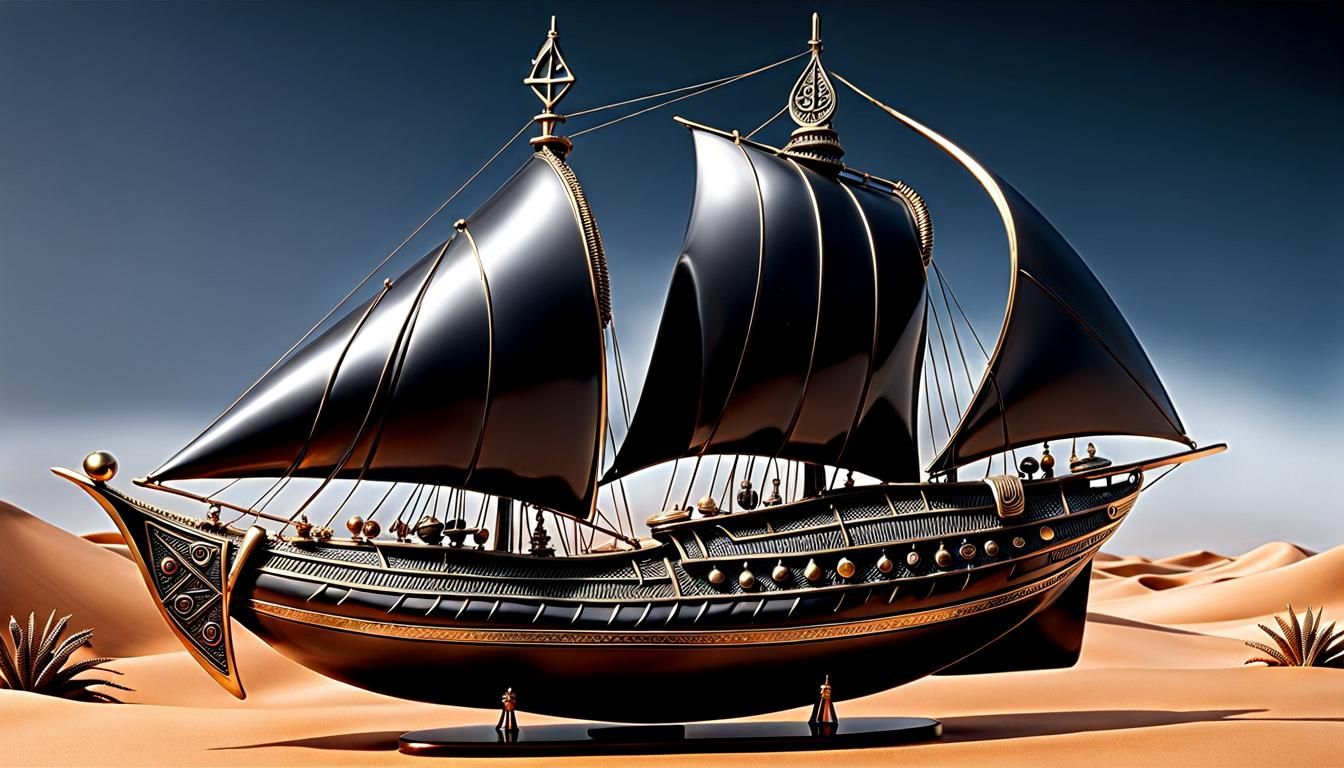 African sailing boat in a sandy desert - AI Generated Artwork ...