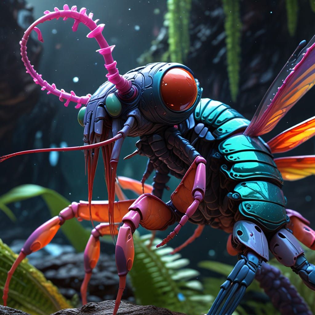 Alien Xeno-Biological Wonders on an Iridescent Exo... - AI Art