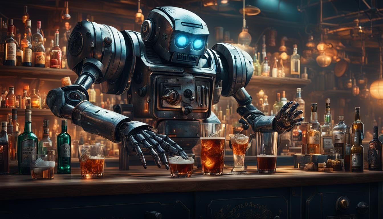 Robot Bartender - AI Generated Artwork - NightCafe Creator
