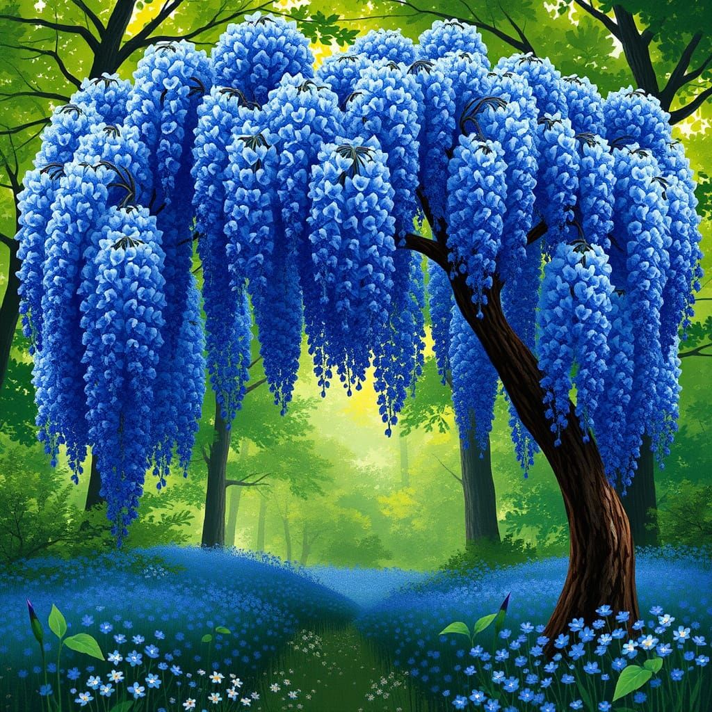 Blue Chinese Wisteria Tree - Blue Wisteria Tree with Blueb...