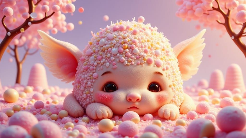 Marshmallow with Wings: 3D Animated CGI Art - AI Art