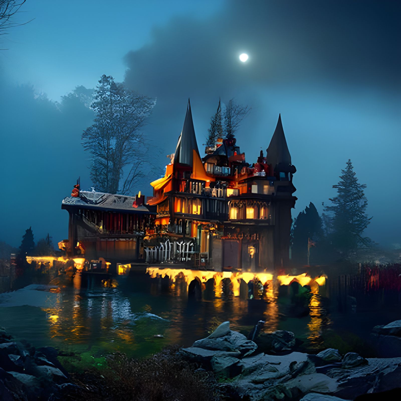 Castle in the Lake - AI Generated Artwork - NightCafe Creator