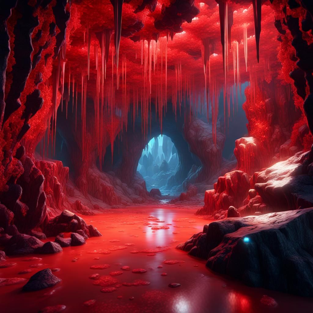 A beautiful, sparkling underground crystal cave system that are shiny ...