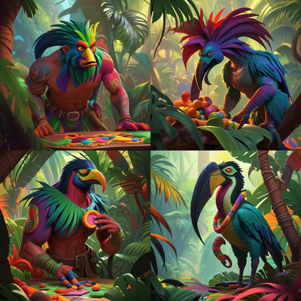 tucan Sam in the jungle with his famous fruit loops - AI Generated Artwork - NightCafe Creator