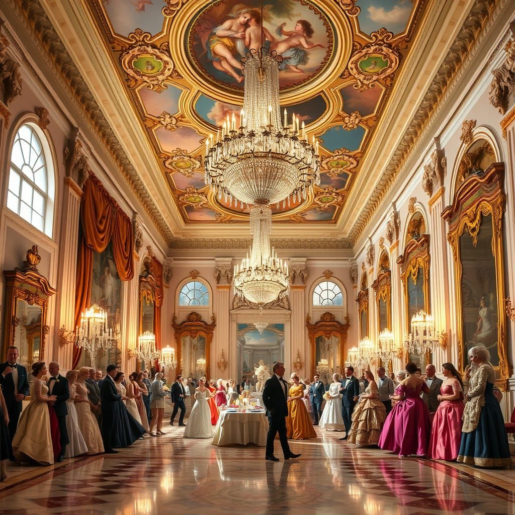 Rococo Ballroom in Opulent 18th-Century French Sty... - AI Art