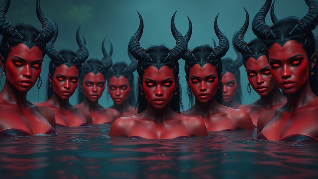 Ethereal Goddesses in Pool of Radiance - AI Art