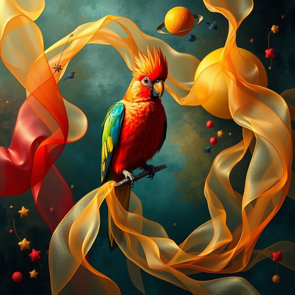 chiffon rosella in the style of Joan Miró. the ribbons of chiffon ...