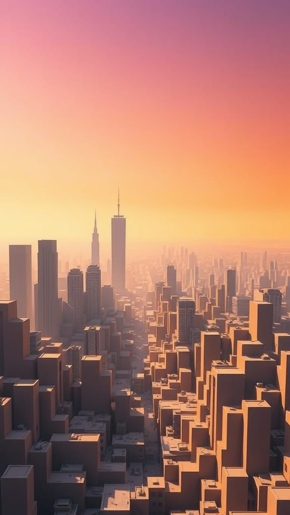 a cityscape constructed entirely of cubes