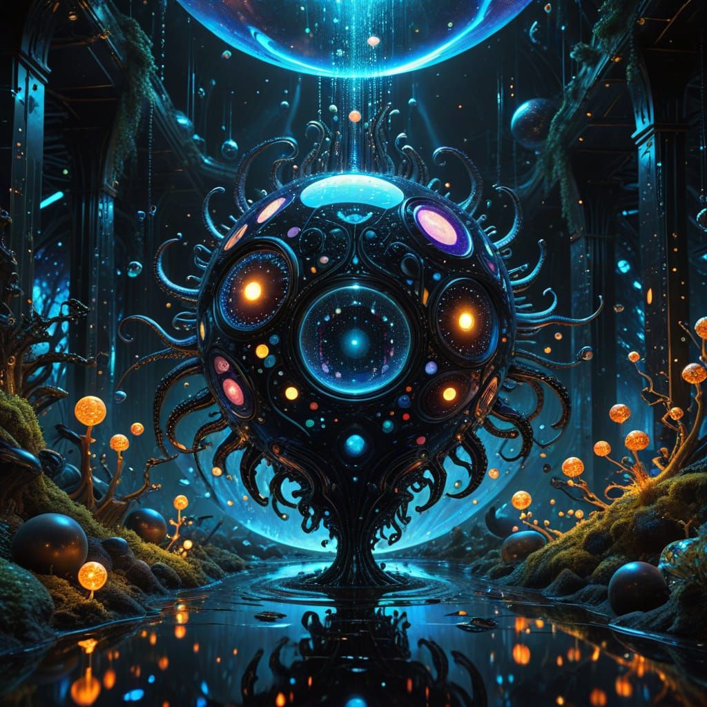 Surreal fantasy splash art. - Ethereal Deepsea Realm in Cos...