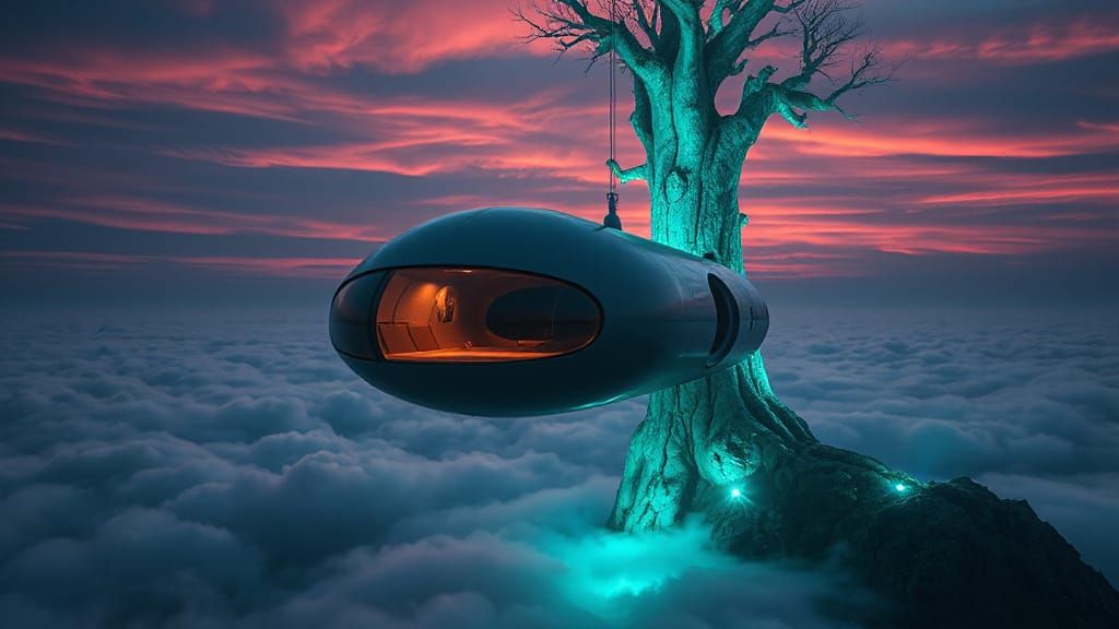 A Futuristic Treehouse Pod - Sleek Futuristic Pod Home Pierc...