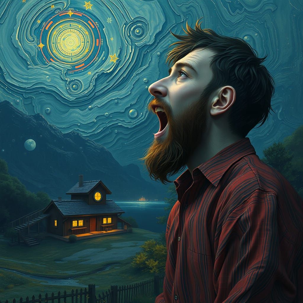 Ethereal Astral Landscape in Vibrant Complementary... - AI Art