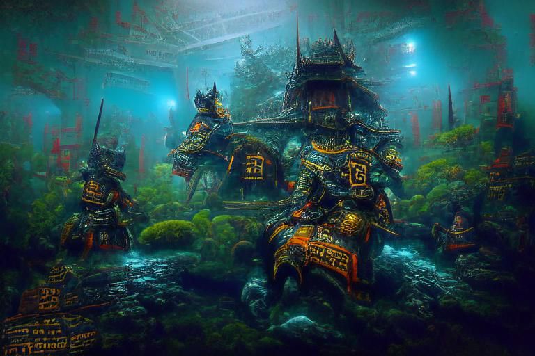 Japanese samurai empire deep under water beautifully lit by Ferdinand ...