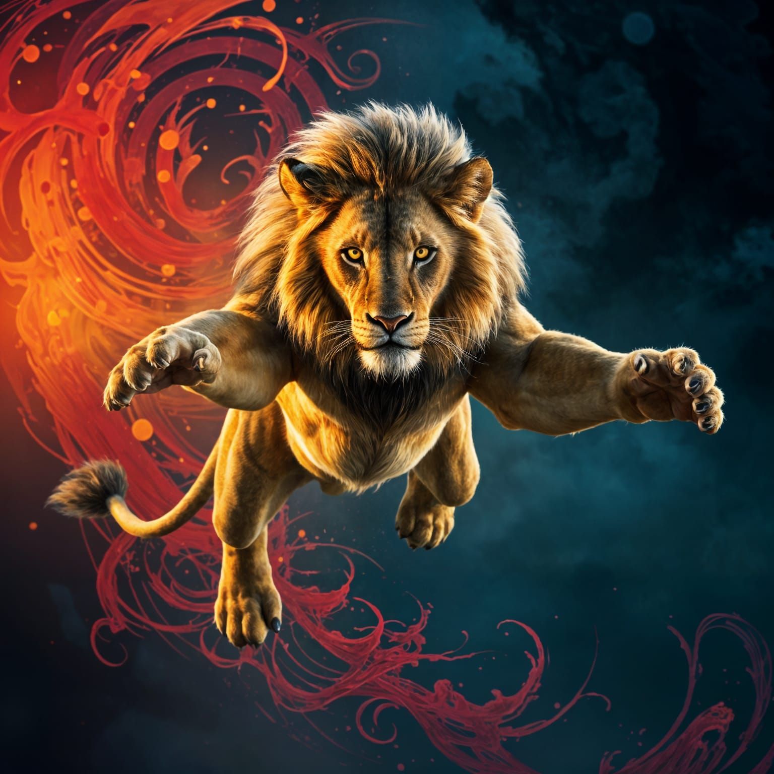 Animal superpower levitation - Hyperrealistic Lion Levitate...