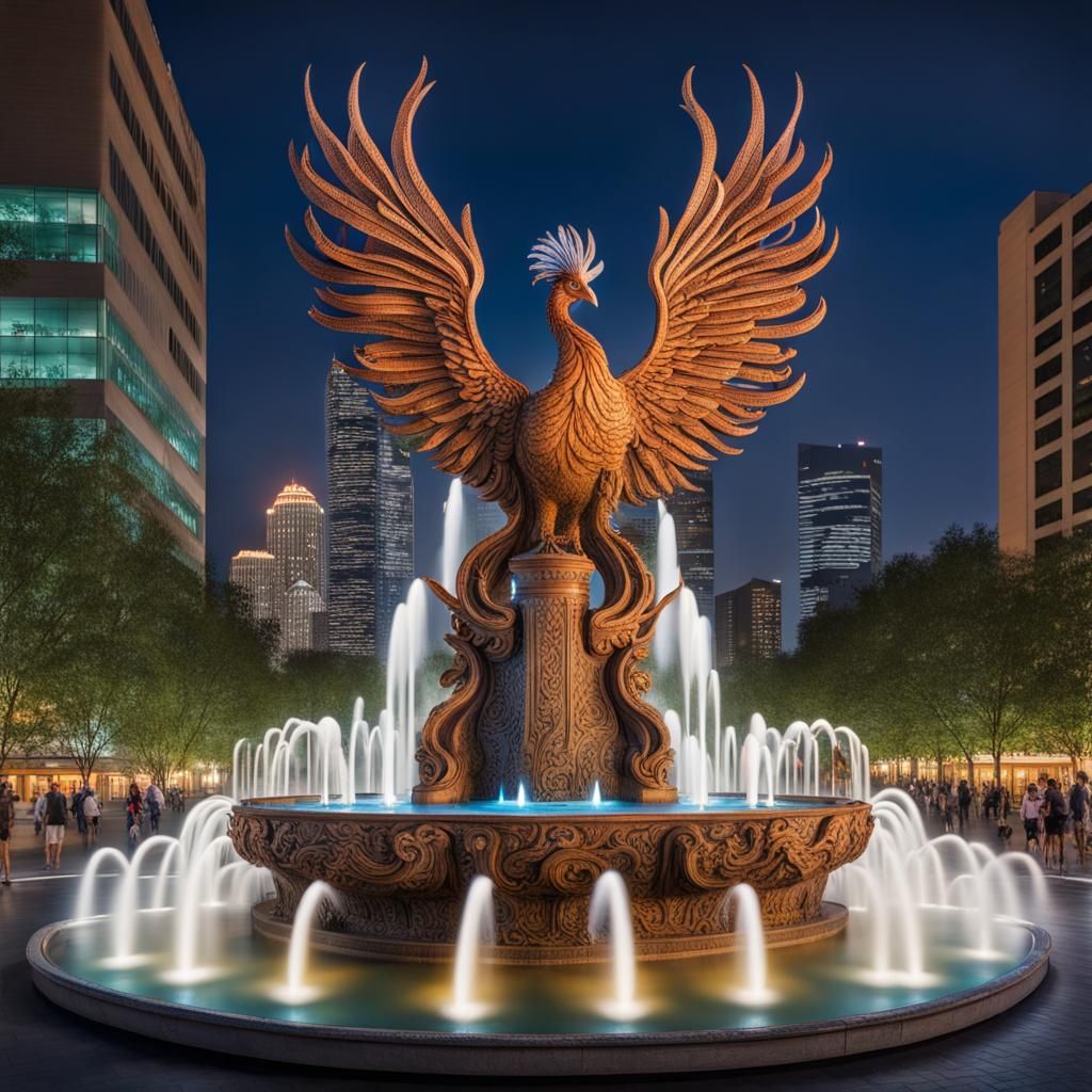 Rising Phoenix Water Fountain - AI Generated Artwork - NightCafe Creator