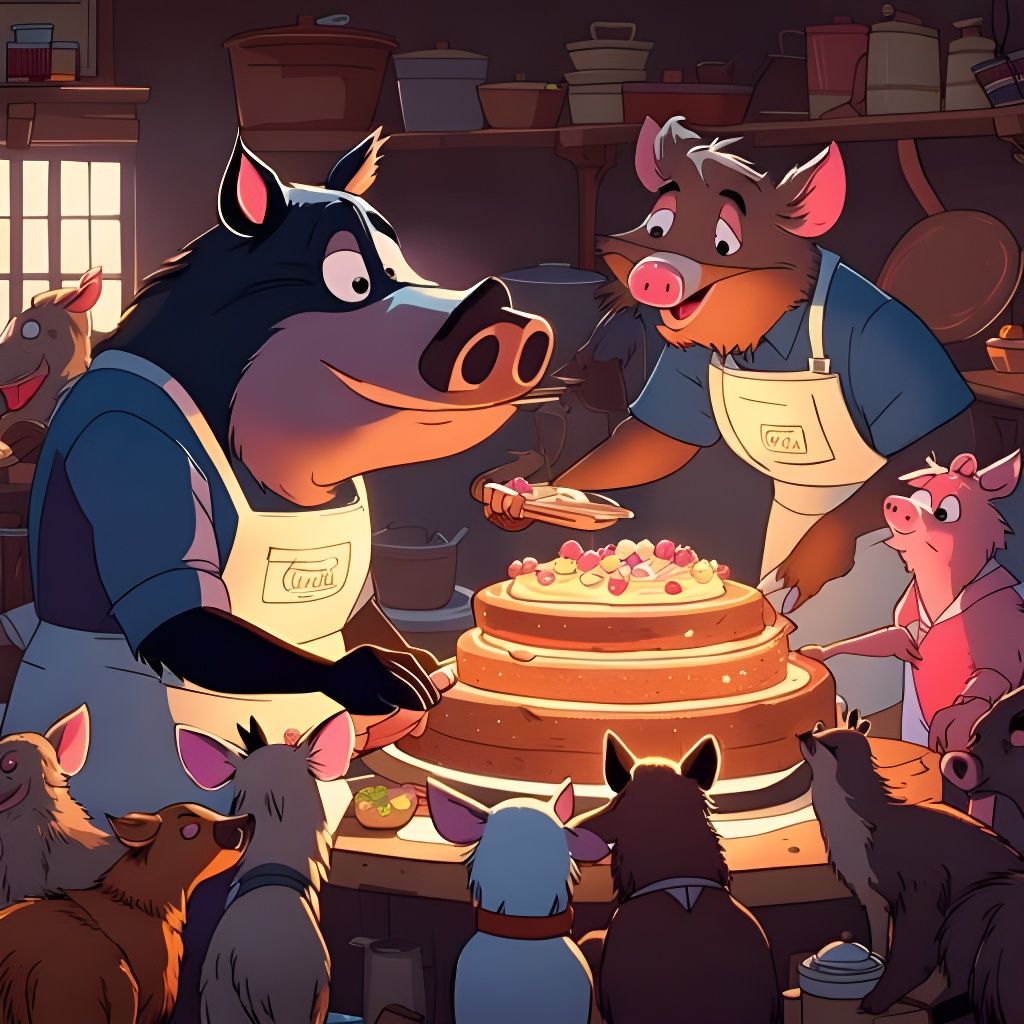 A group of animals baking a cake - AI Generated Artwork - NightCafe Creator